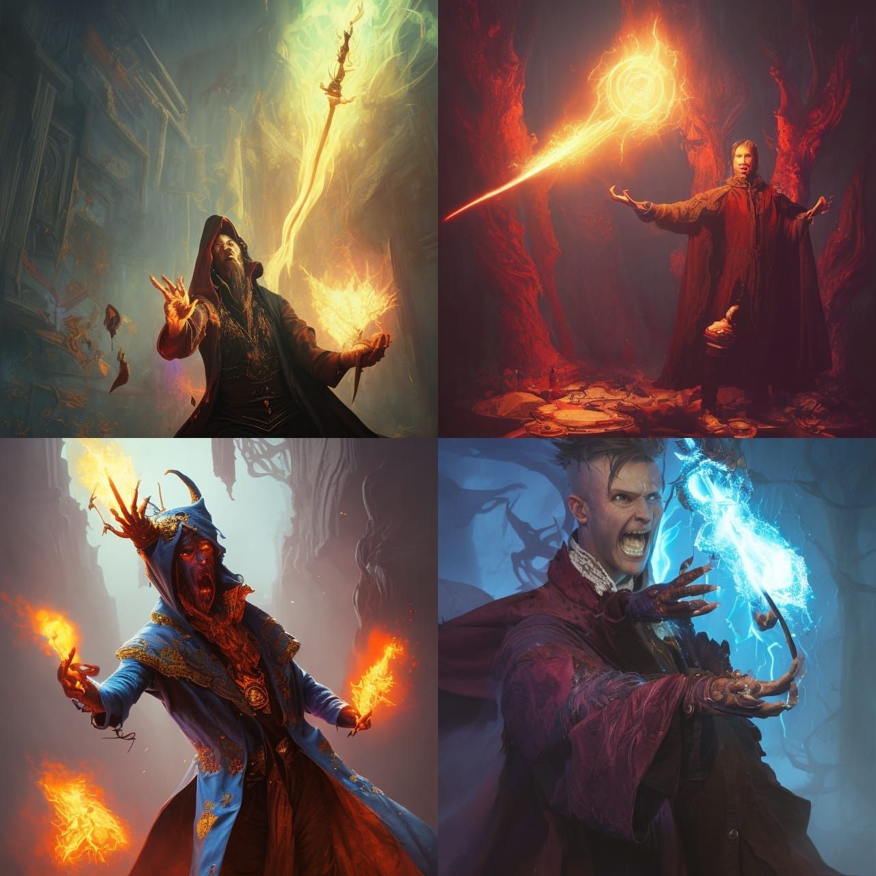 A warlock casting a spell, Hyperrealistic, splash art, concept art, mid ...