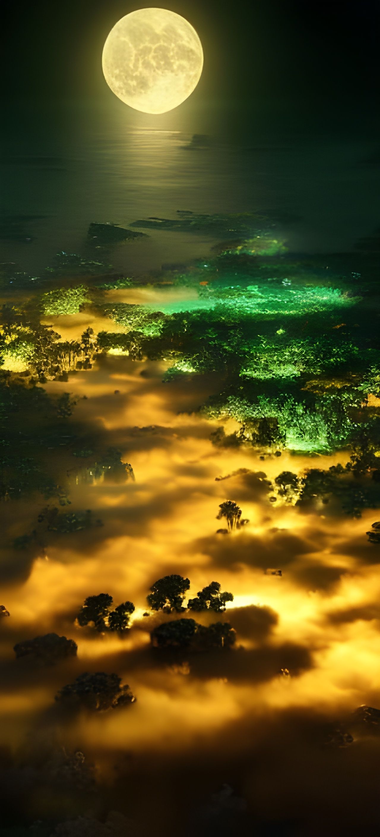 Post apocalyptic night detailed matte painting hyperdetailed volumetric ...