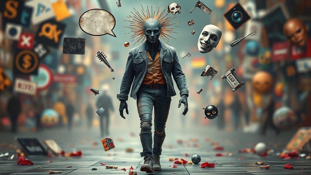 Fractured Identity in Surreal Dreamscape - AI Art