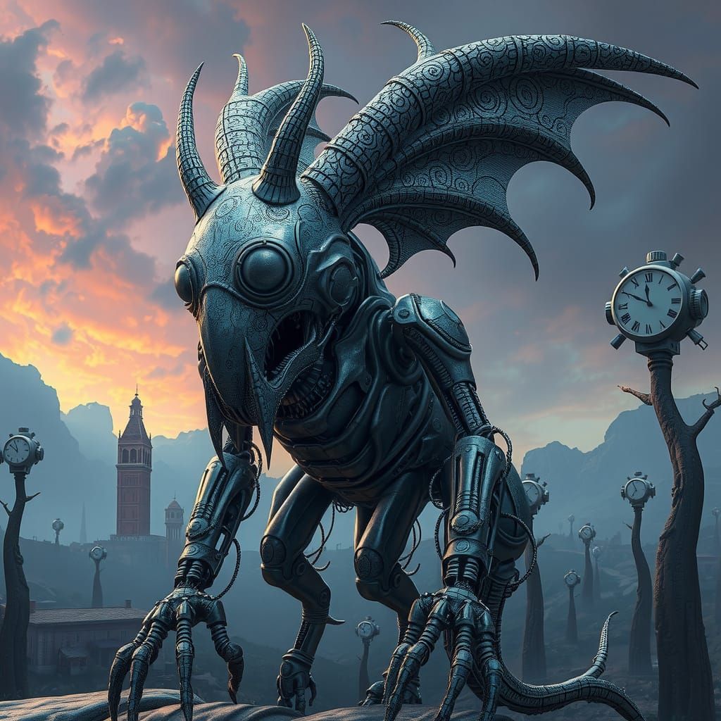 demon robot - Majestic, Surrealist Demon Robot in a Dreaml...