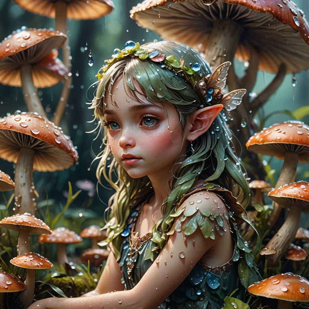 elf betweem the mushrooms - AI Generated Artwork - NightCafe Creator