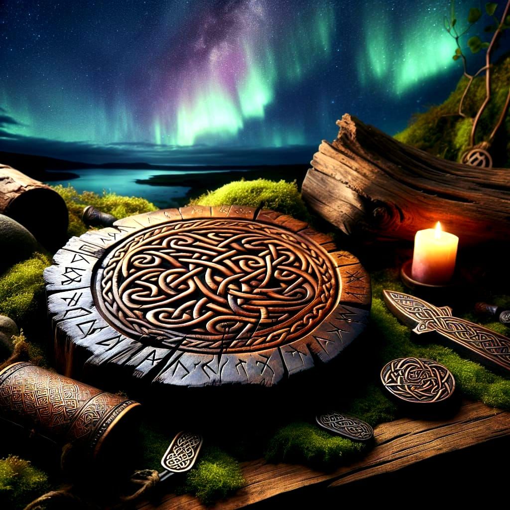 aged oak viking rune carving - Ancient Viking Rune Slab Unfo...