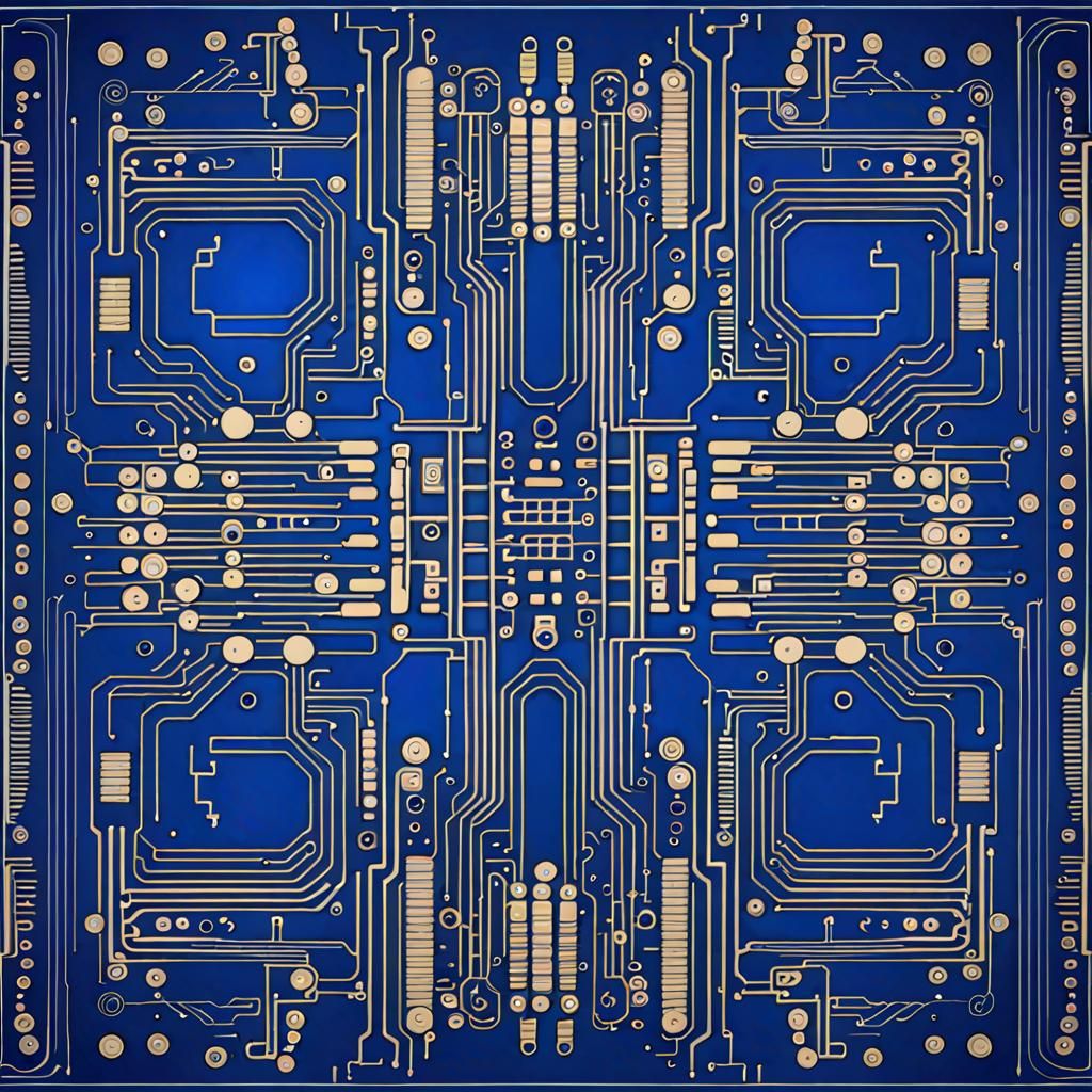 Symmetrical circuit board pattern blue - AI Generated Artwork ...