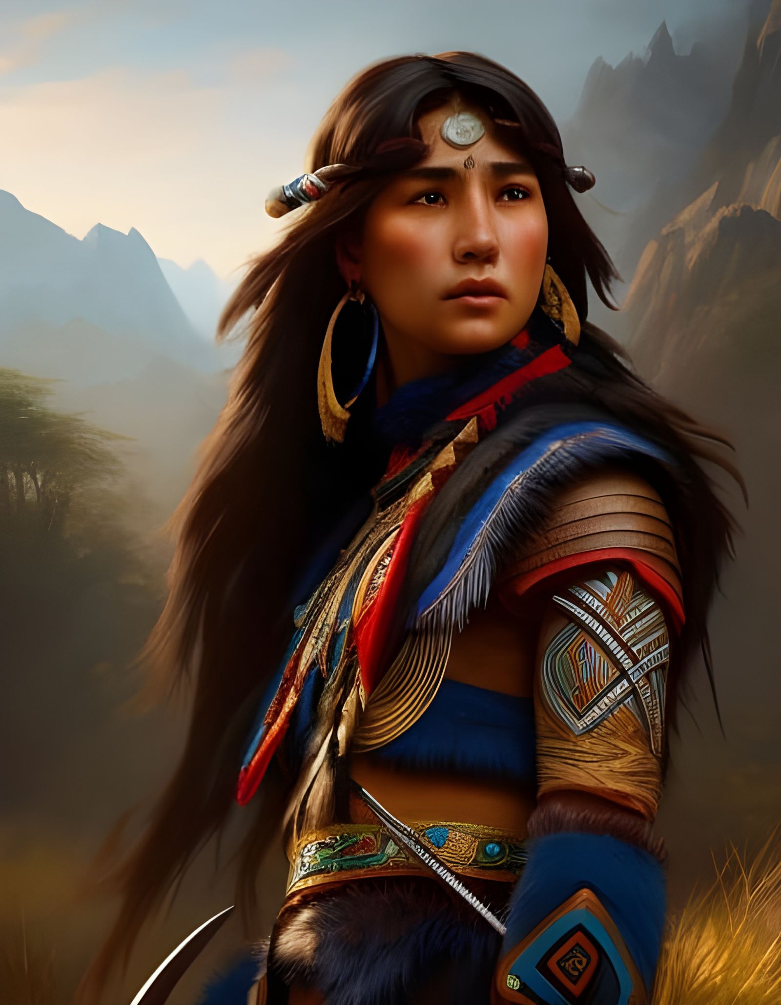 Mapuche Princess #14 Patagonia warrior - AI Generated Artwork ...