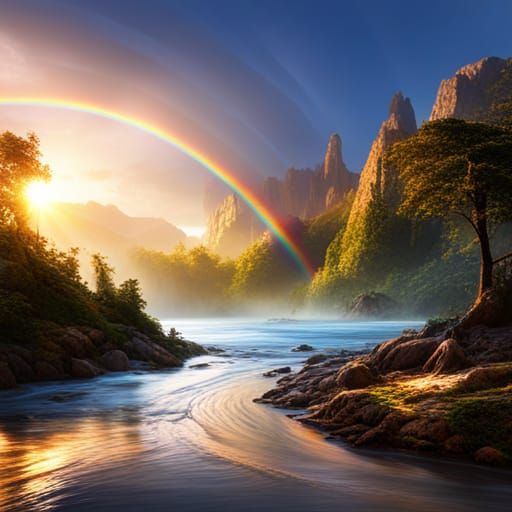 center view of a rainbow with a white background - AI Generated Artwork - NightCafe Creator