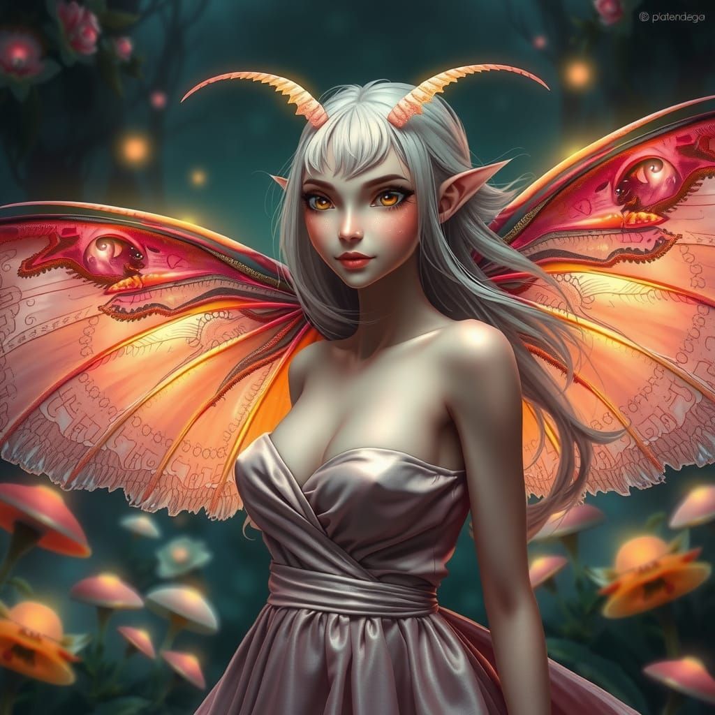 Palomita, the moth - Ethereal Moth Goddess in Enchanted Noct...