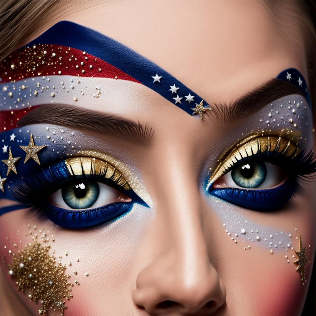 American flag-themed eye makeup design fit for a glamorous gala - AI Generated Artwork ...
