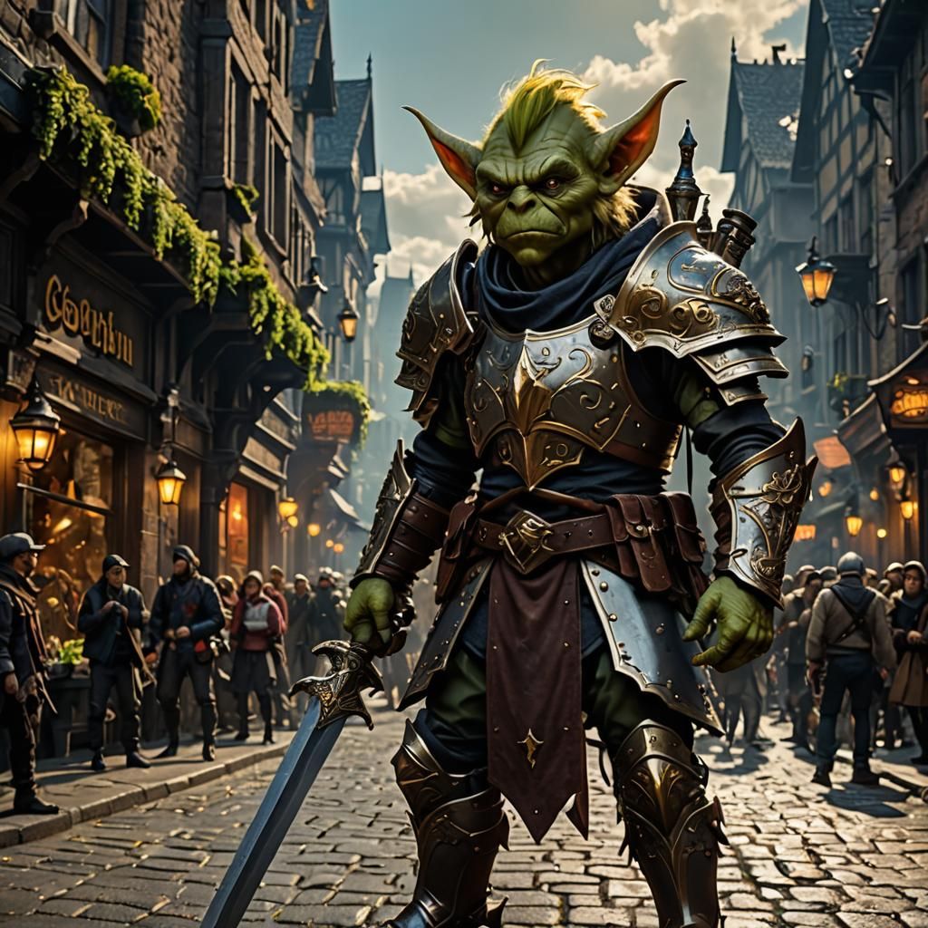 A gritty, action-packed scene set in a bustling city, where a ...