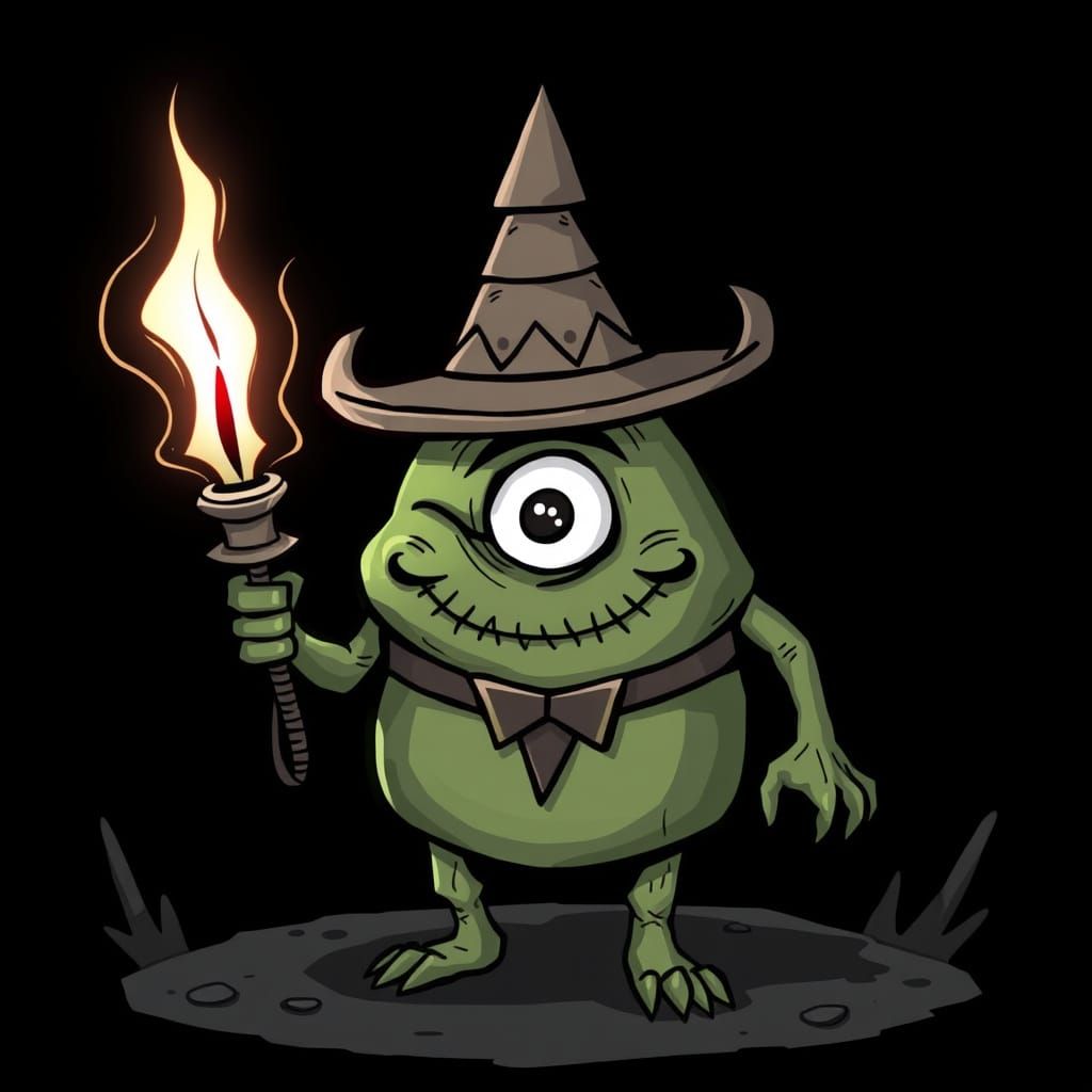 Mysterious Triangular God of Monsters with Top Hat... - AI Art