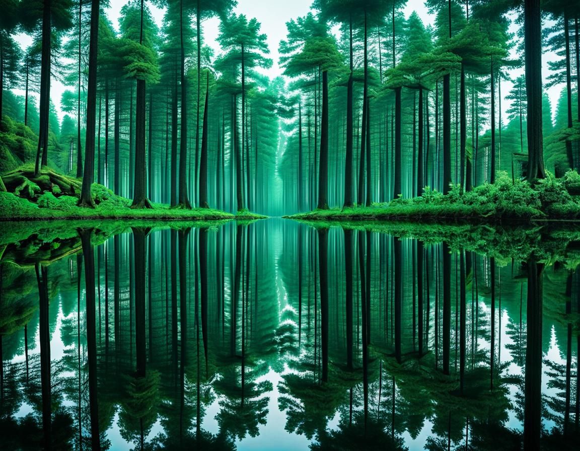 Mirror image Inverted forest, - AI Generated Artwork - NightCafe Creator