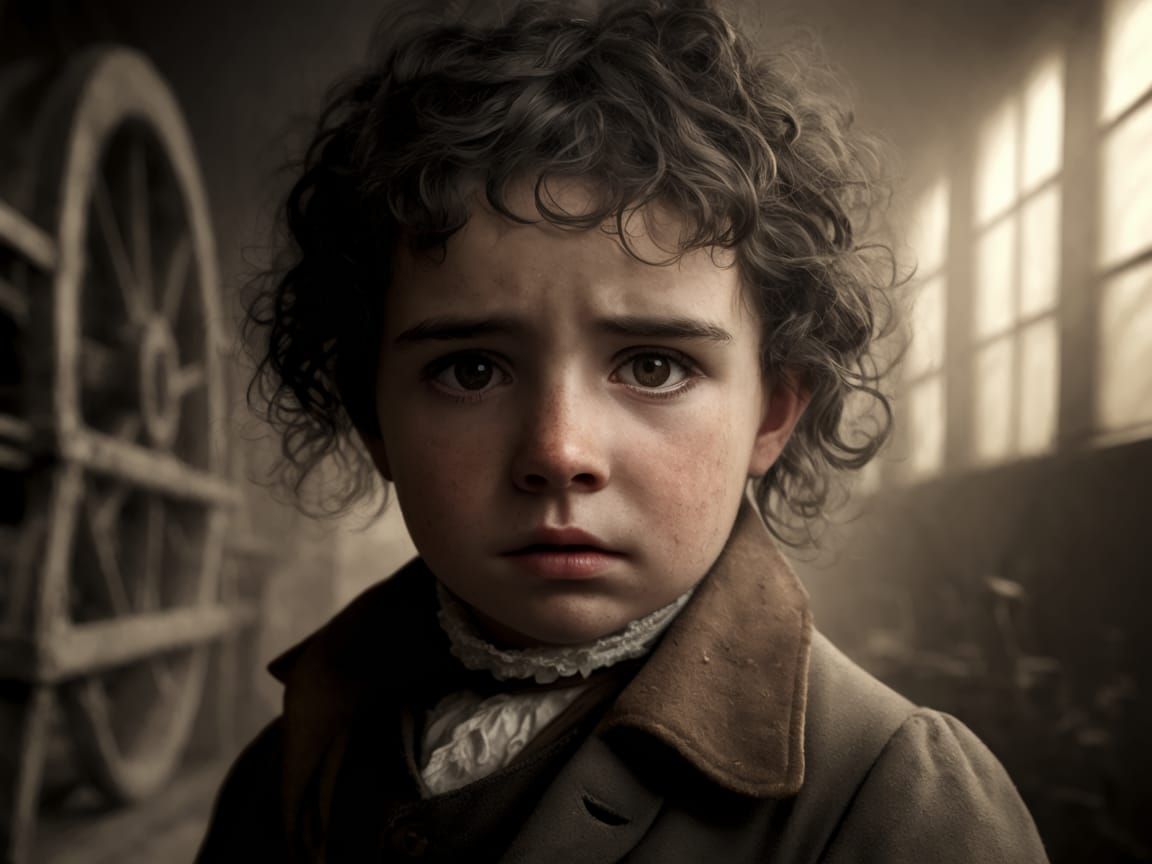 A Victorian child labour working in a Victorian cotton mill