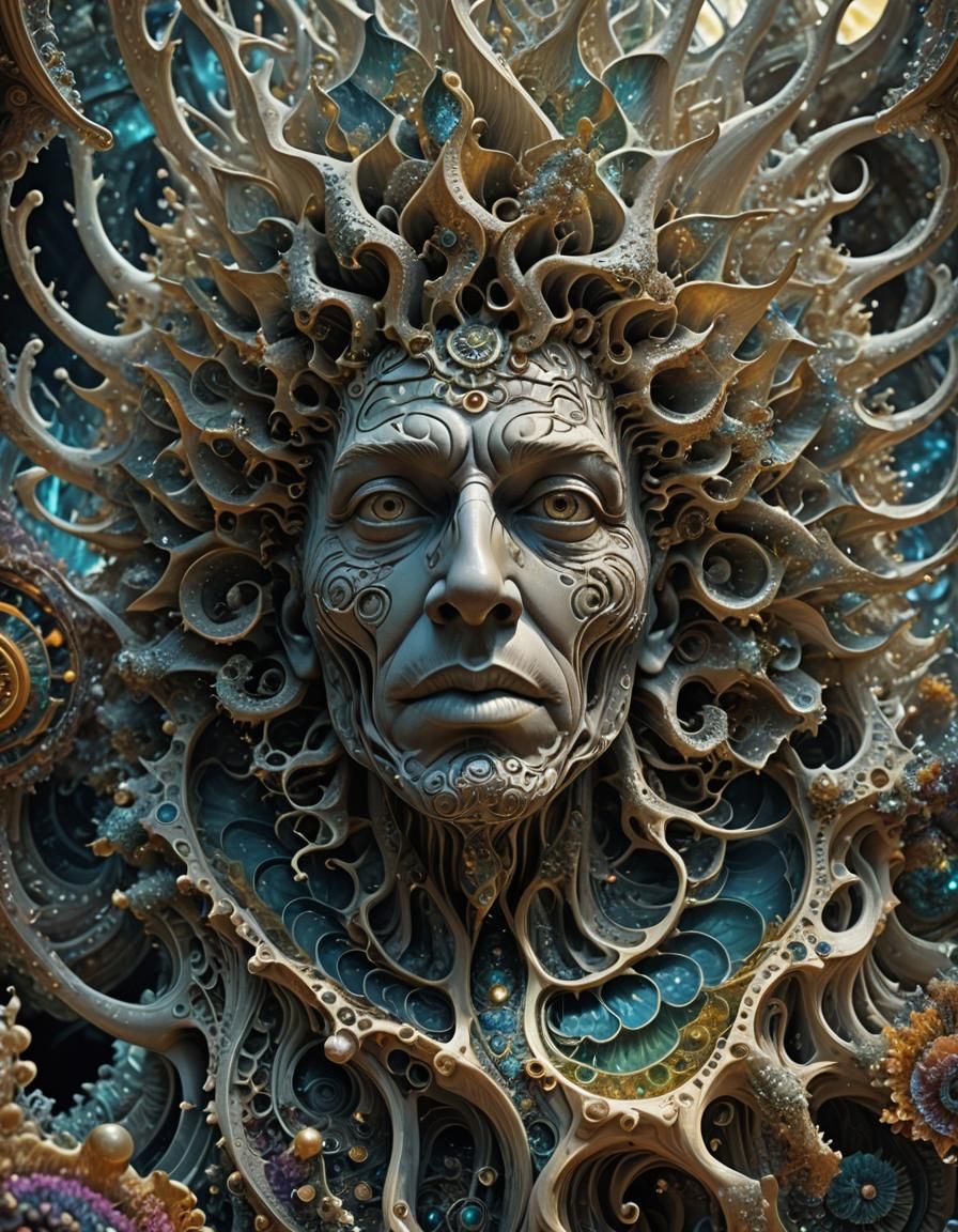 Extremely intricate detail, clear facial features, A massive 3D ...