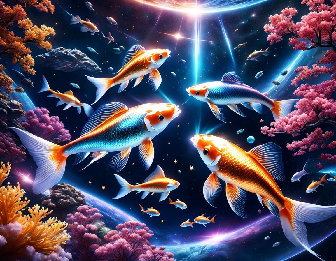 Swimming in Cosmic Sea, Ver.3 - AI Generated Artwork - NightCafe Creator