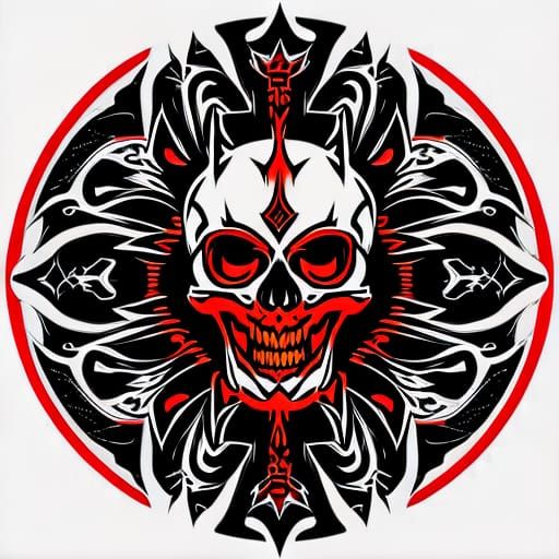 Skull Rune red black white f4f1 - AI Generated Artwork - NightCafe Creator