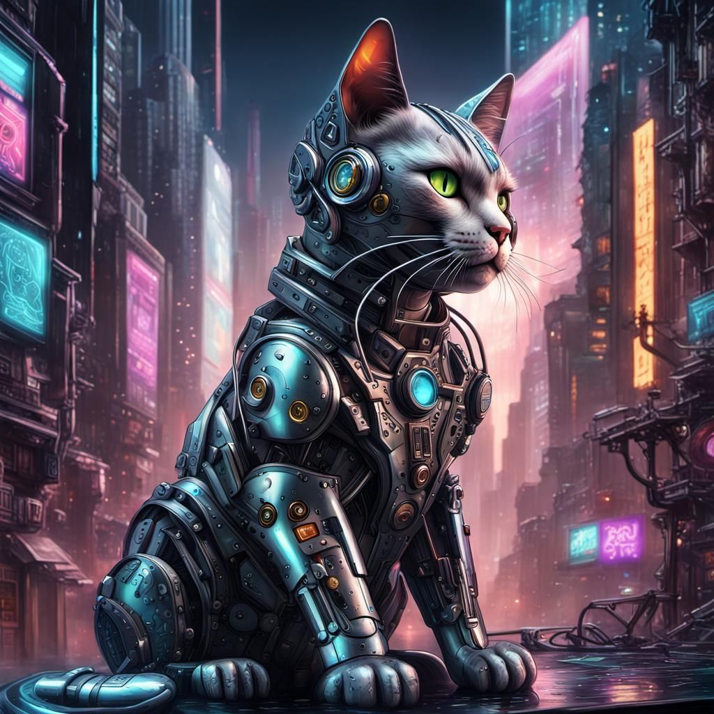 Cyborg Cat - AI Generated Artwork - NightCafe Creator