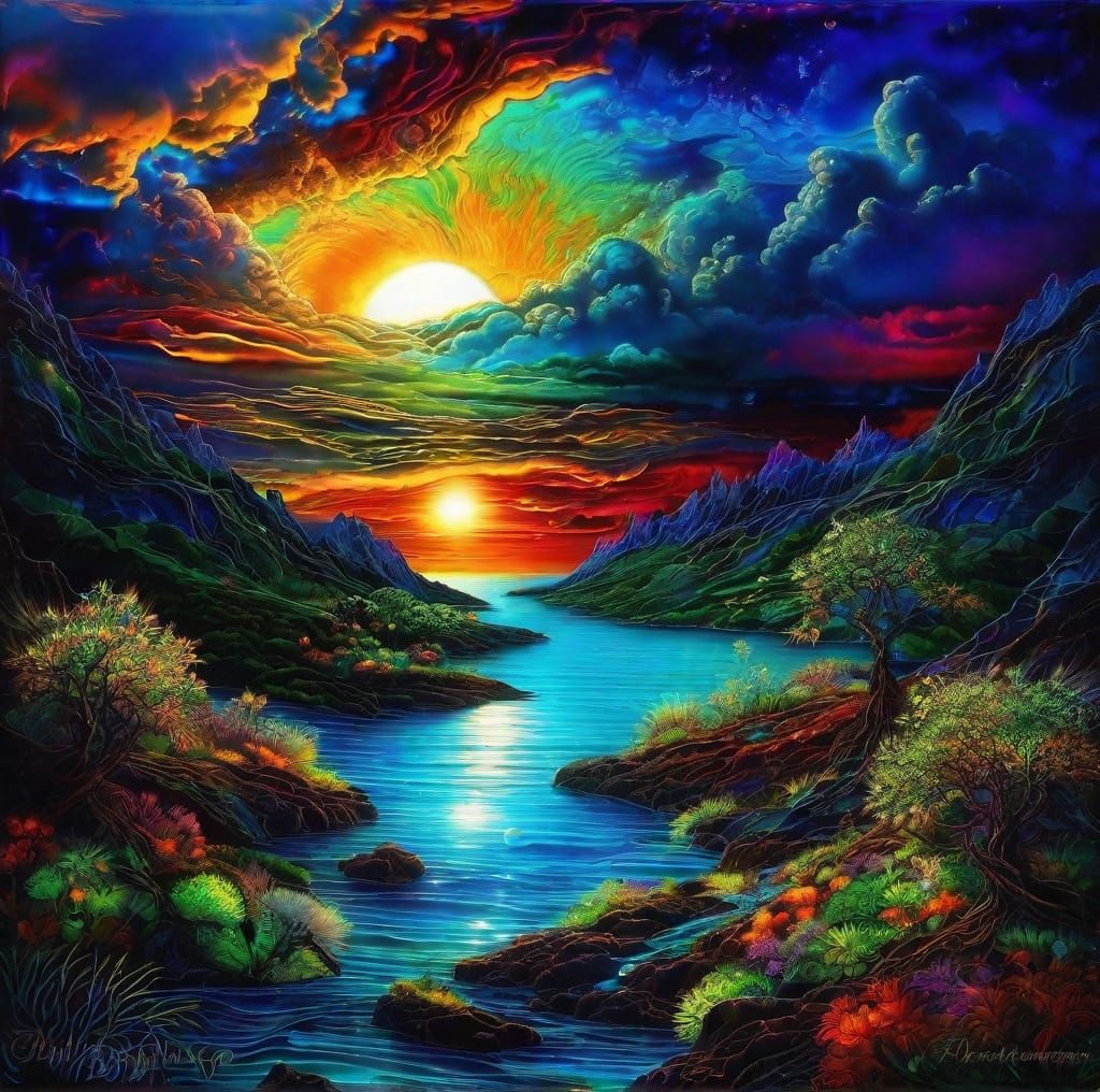 Distant Sunset - AI Generated Artwork - NightCafe Creator