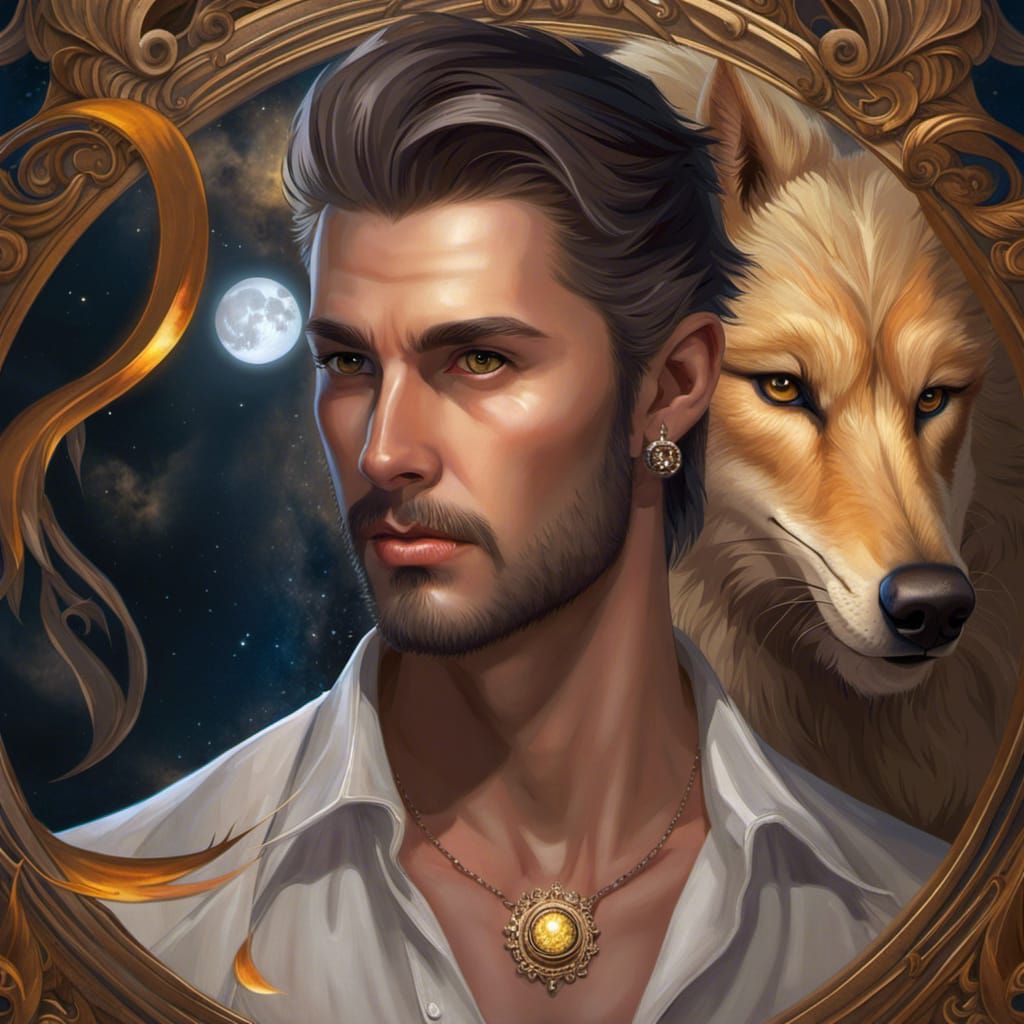 Portrait of Handsome Man and Wolf - AI Generated Artwork - NightCafe ...