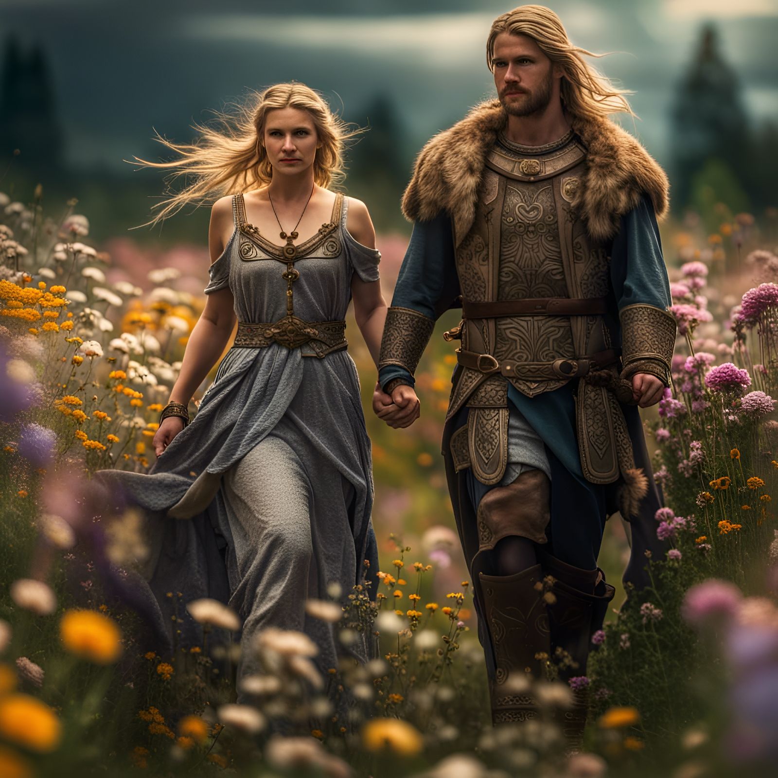 Frey and Freya wandering through Vanaheim - AI Generated Artwork ...