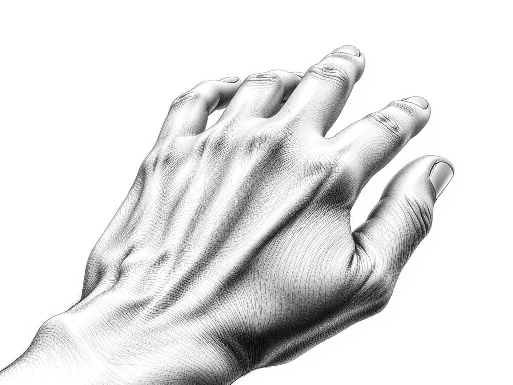Intricately Rendered Human Hand in Realistic Penci... - AI Art