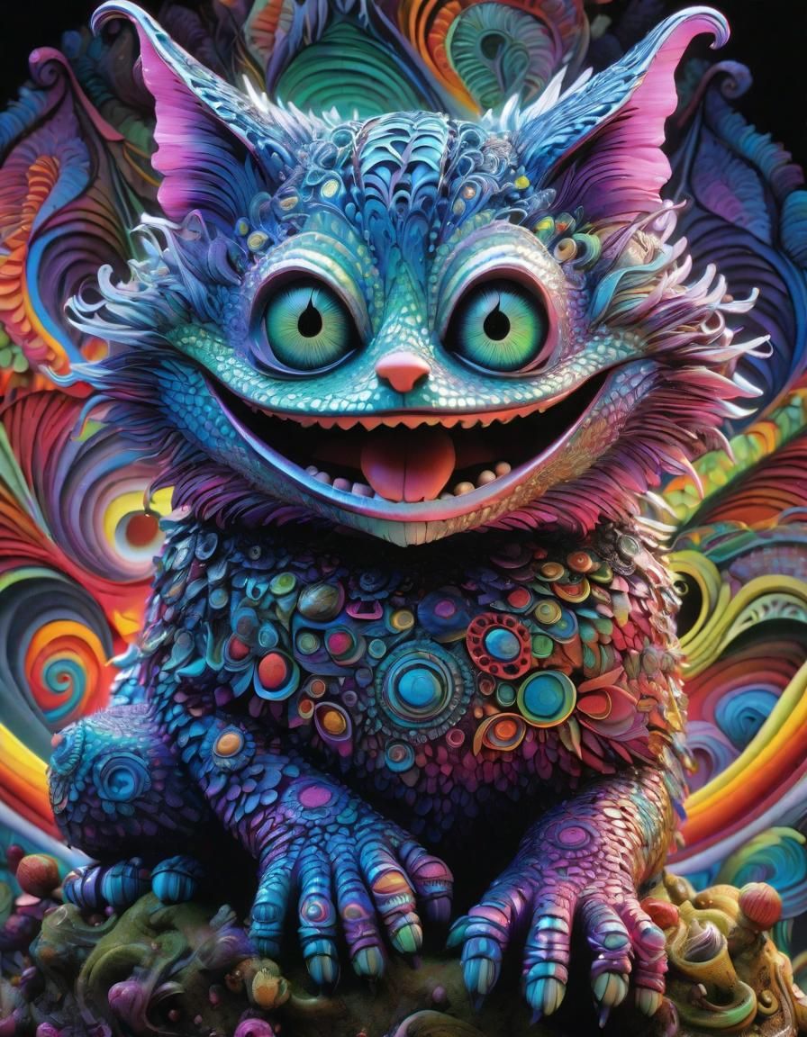Psychedelic coloured Hyperdetailed (Grinning Bobblehead:1.2) - Evolved ...