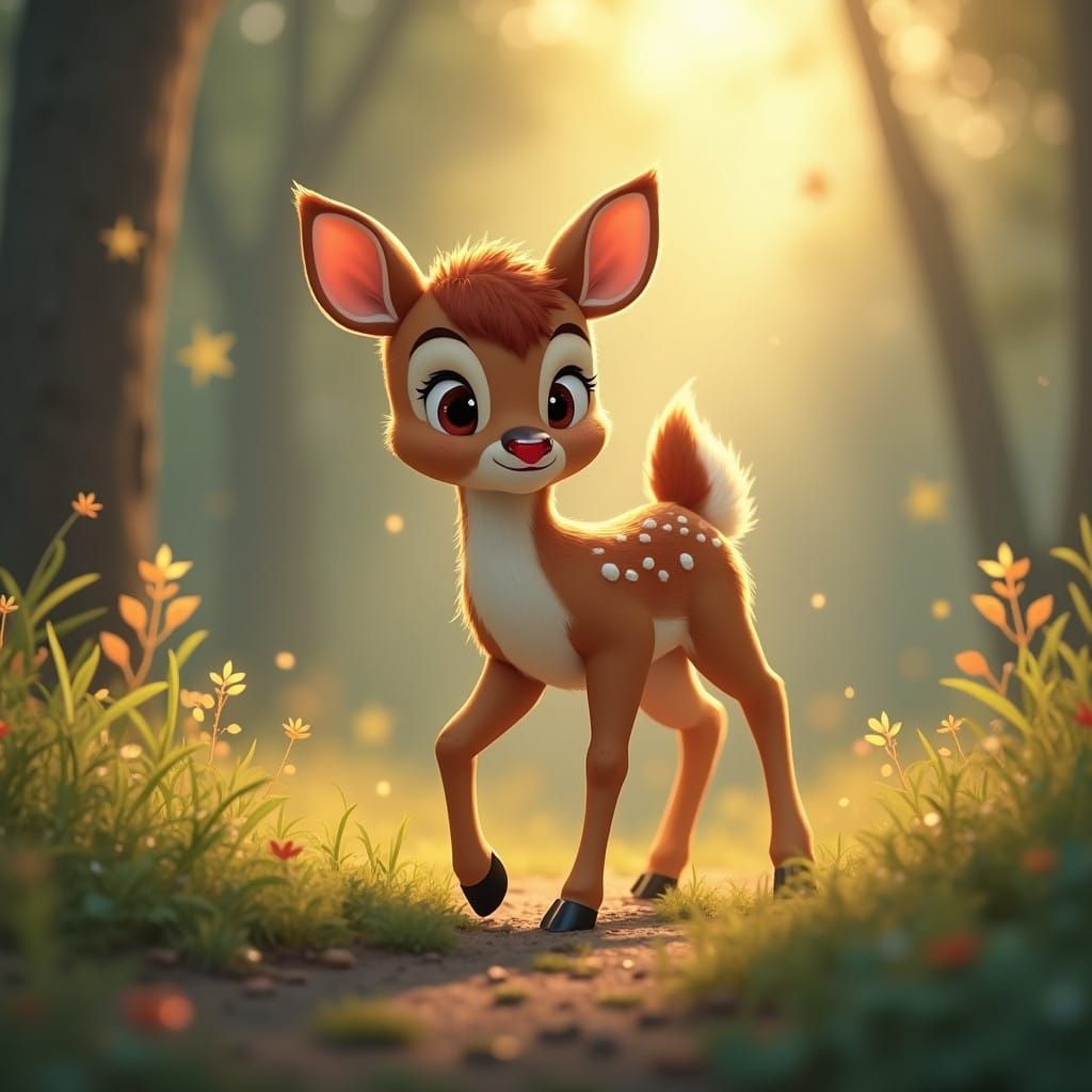 Young Rudolph Fawn Takes First Wobbly Steps in Vib... - AI Art