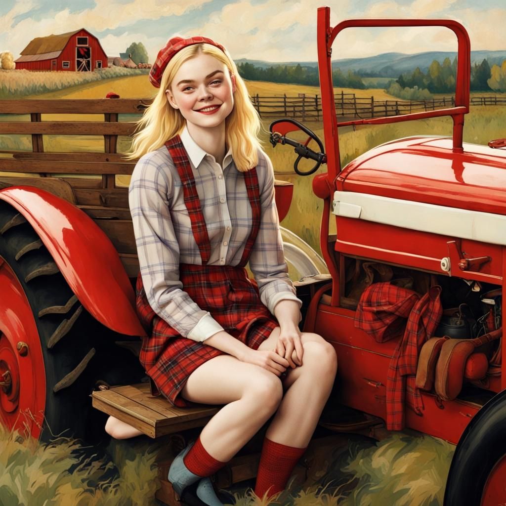 Elle Fanning Taking A Hayride On The Farm Ai Generated Artwork Nightcafe Creator