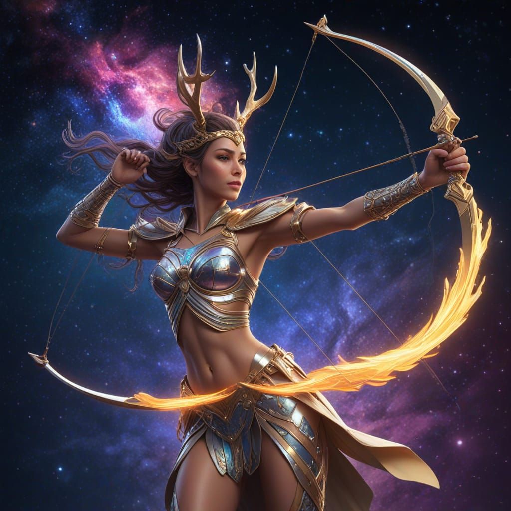Celestial Archer of Sagittarius in Cosmic Armor - AI Art
