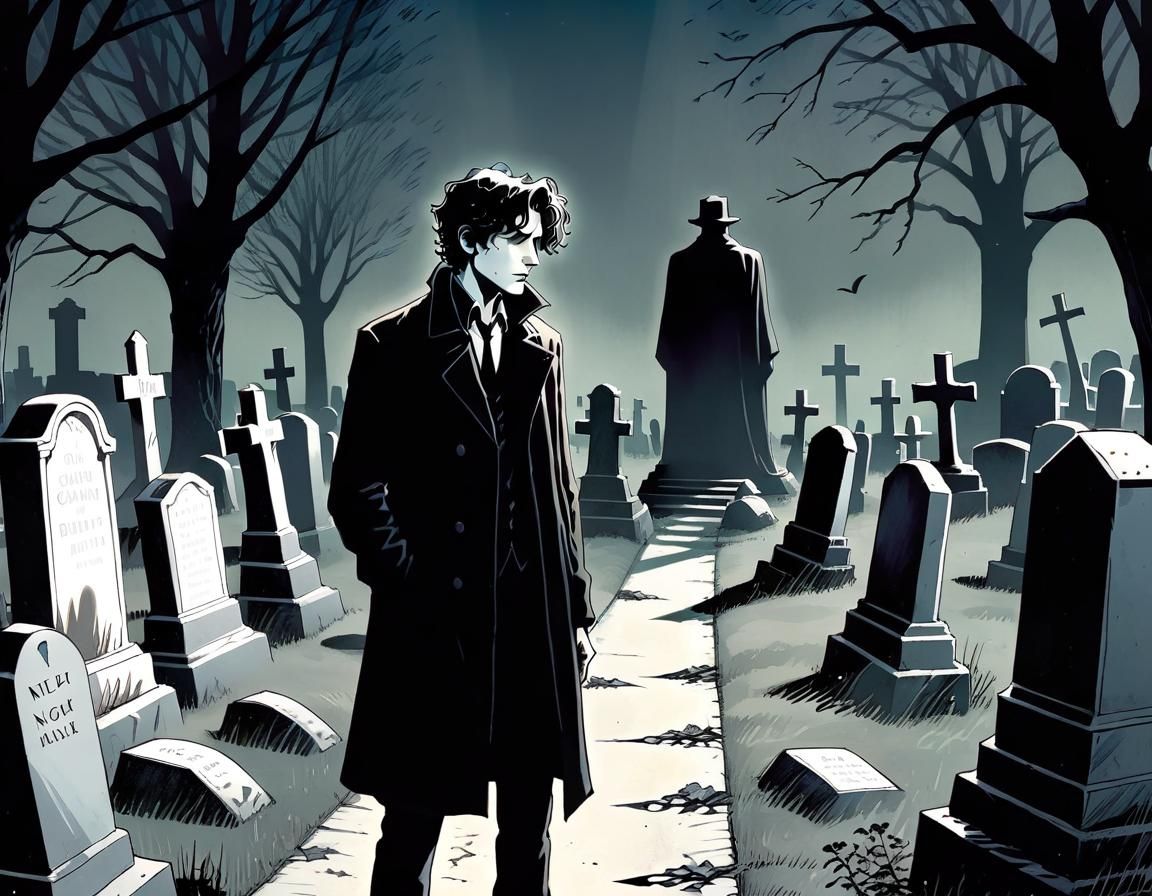 Comic Noir Graveyard - AI Generated Artwork - NightCafe Creator