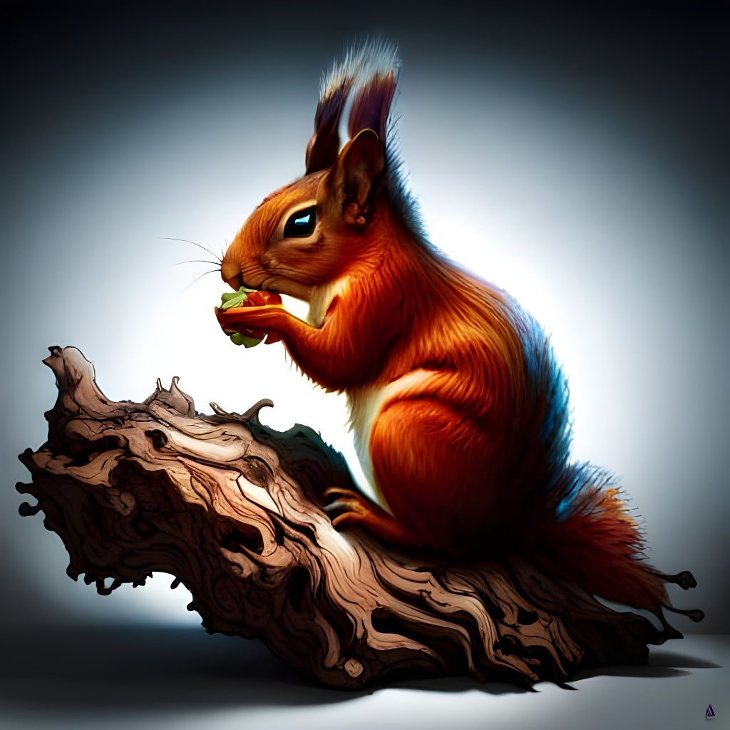 Cute squirrel eating fruit - AI Generated Artwork - NightCafe Creator