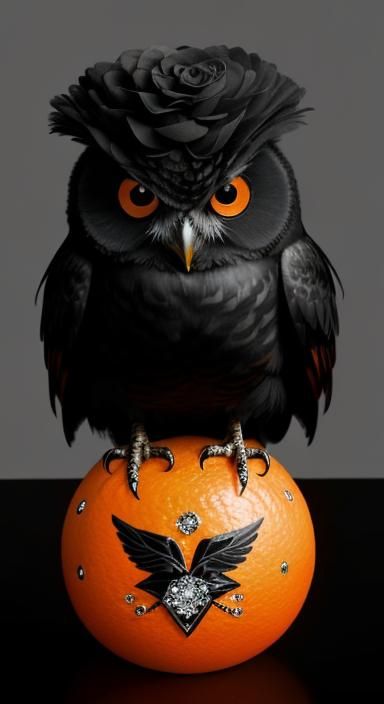 orange owl with Vantablack diamonds. Vantablack tip feathers ...