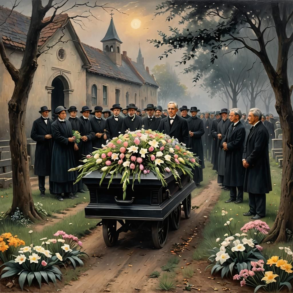 The sad funeral - AI Generated Artwork - NightCafe Creator