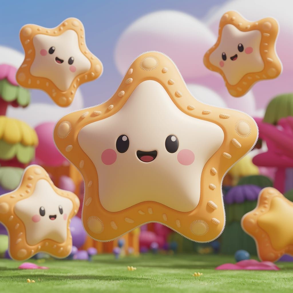 Whimsical Starry Sky with Cute, Squishy Celestial ... - AI Art