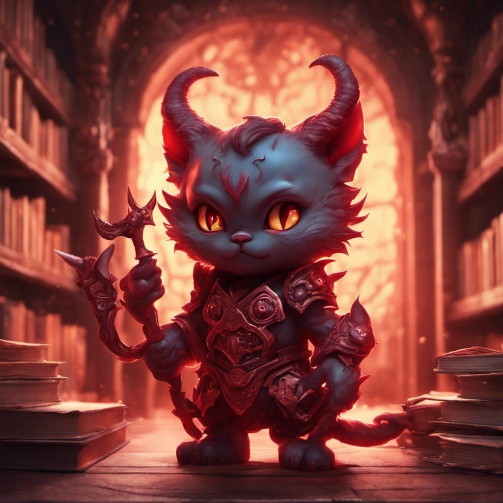Cute baby demon cat in Hades Library - AI Generated Artwork - NightCafe ...