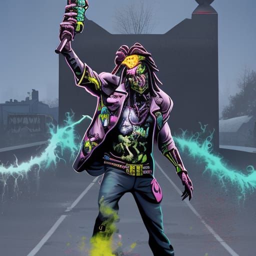 My inner zombie god infected, graffiti album cover, 8 k concept art ...