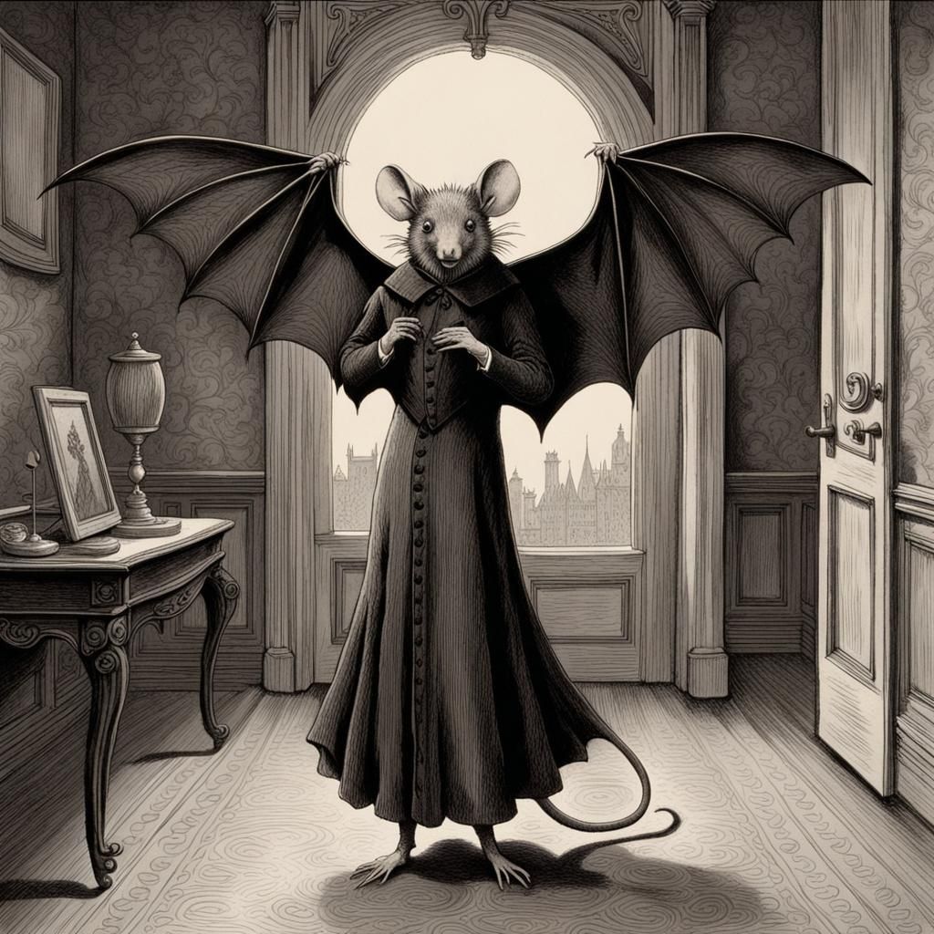 Victorian bat winged mouse - AI Generated Artwork - NightCafe Creator