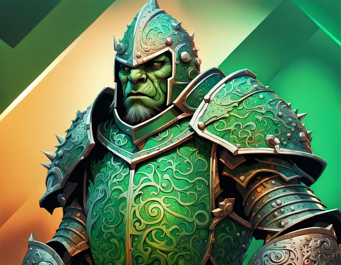 massive medieval ork knight, emerald - AI Generated Artwork - NightCafe ...