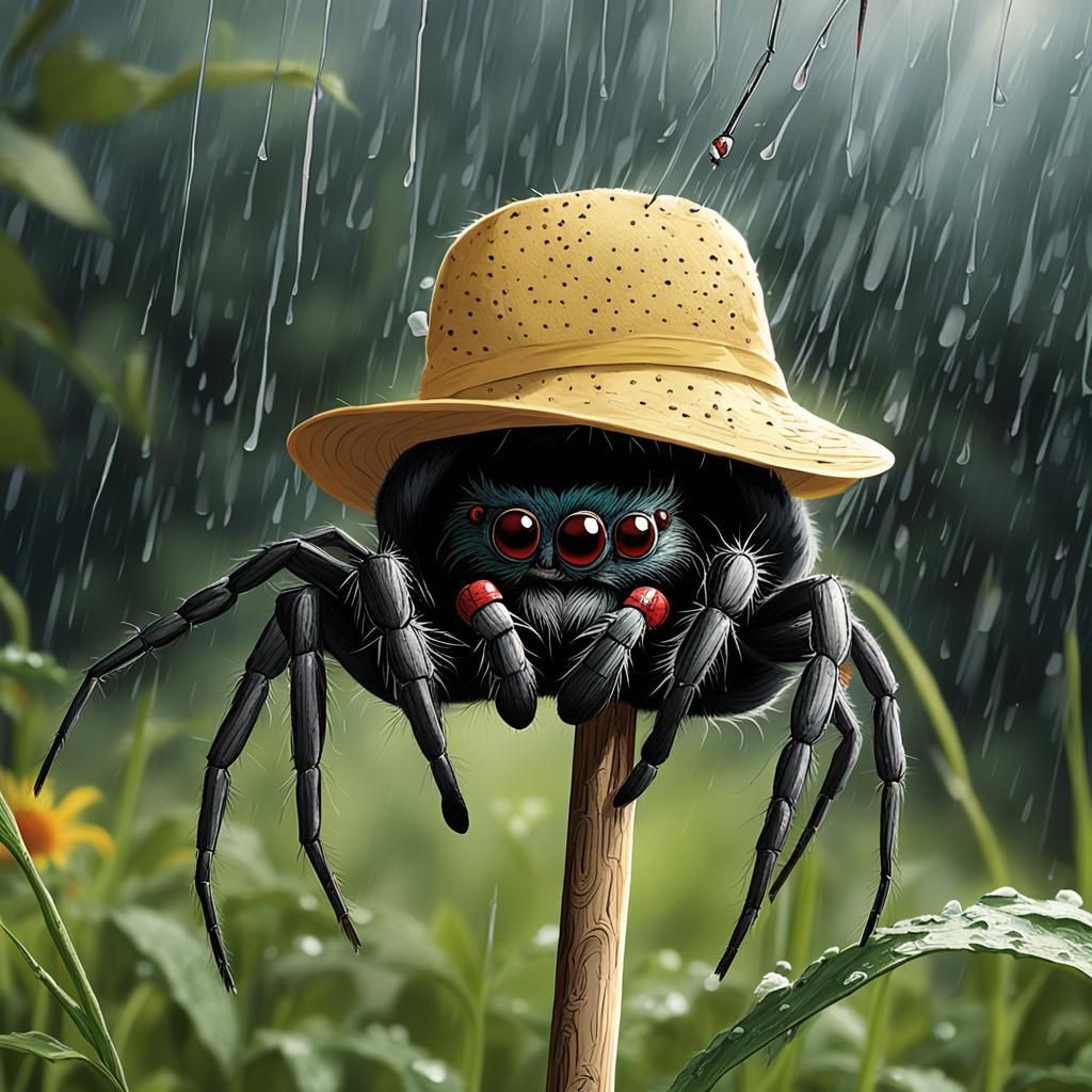 Little Peter spider climbed a hat stick. Down came the rain, washed the ...