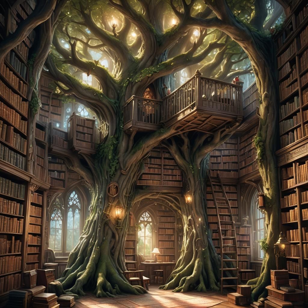 Magical library - AI Generated Artwork - NightCafe Creator