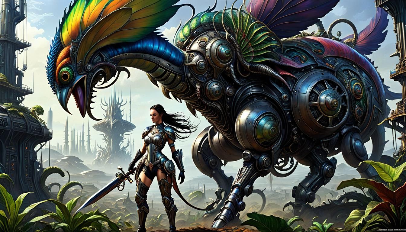 WARRIOR & BIOTECH DROID - AI Generated Artwork - NightCafe Creator