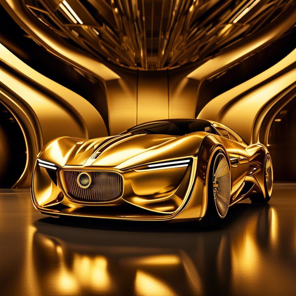 Golden Concept Car of the Future - AI Generated Artwork - NightCafe Creator