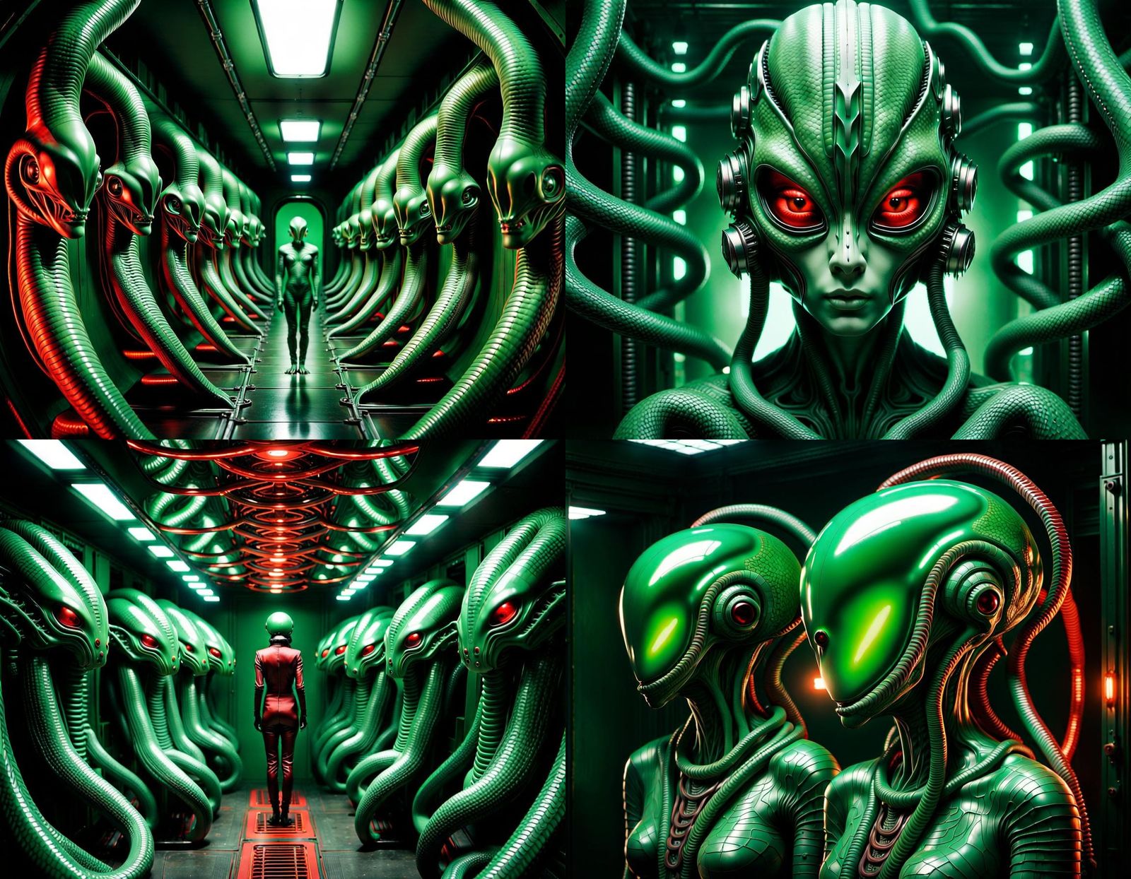 alien/human Farming in the air wearing crash helmets, Algorithms evolve ...