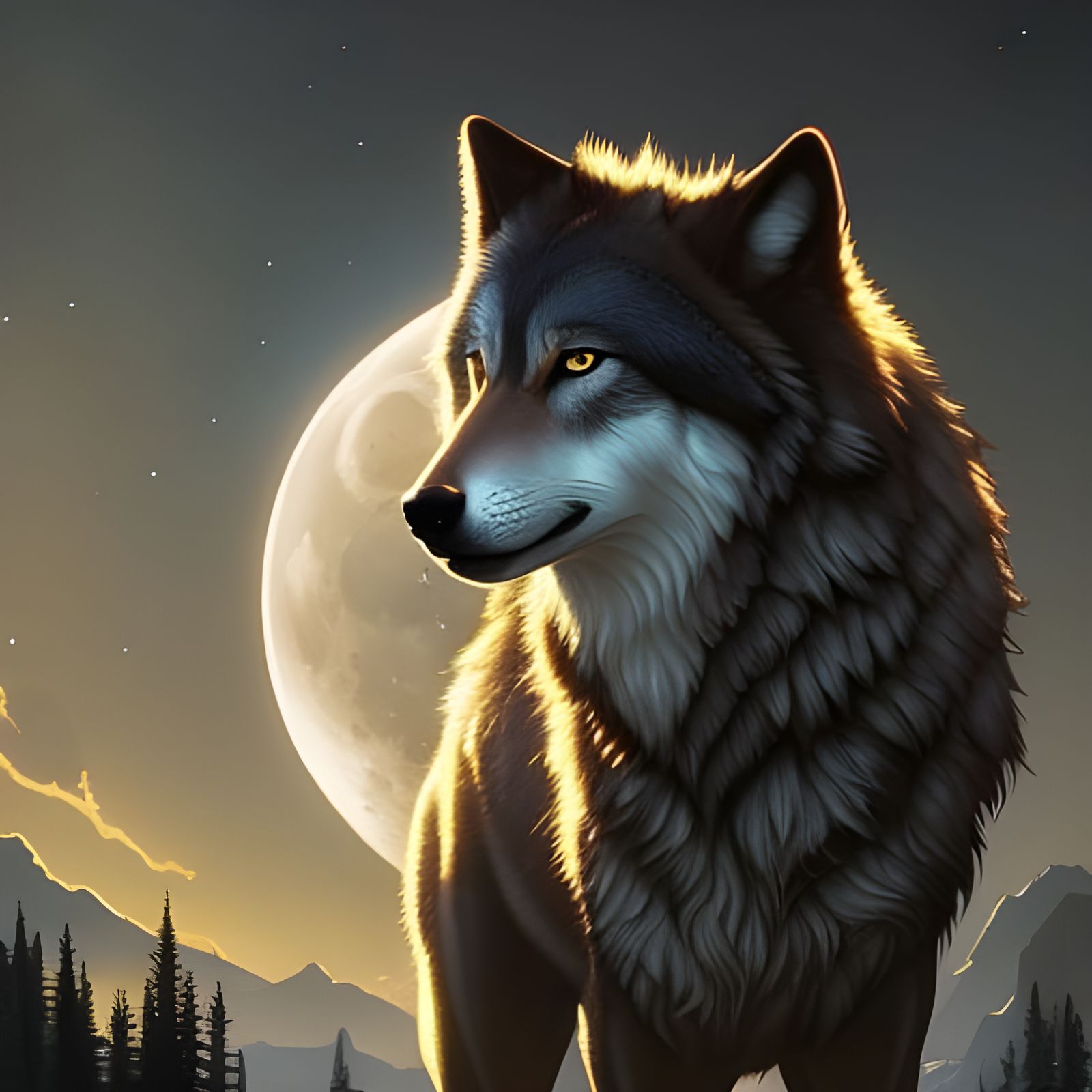 wolf, moon, Jordan Grimmer, 8k resolution concept art portrait by Greg ...