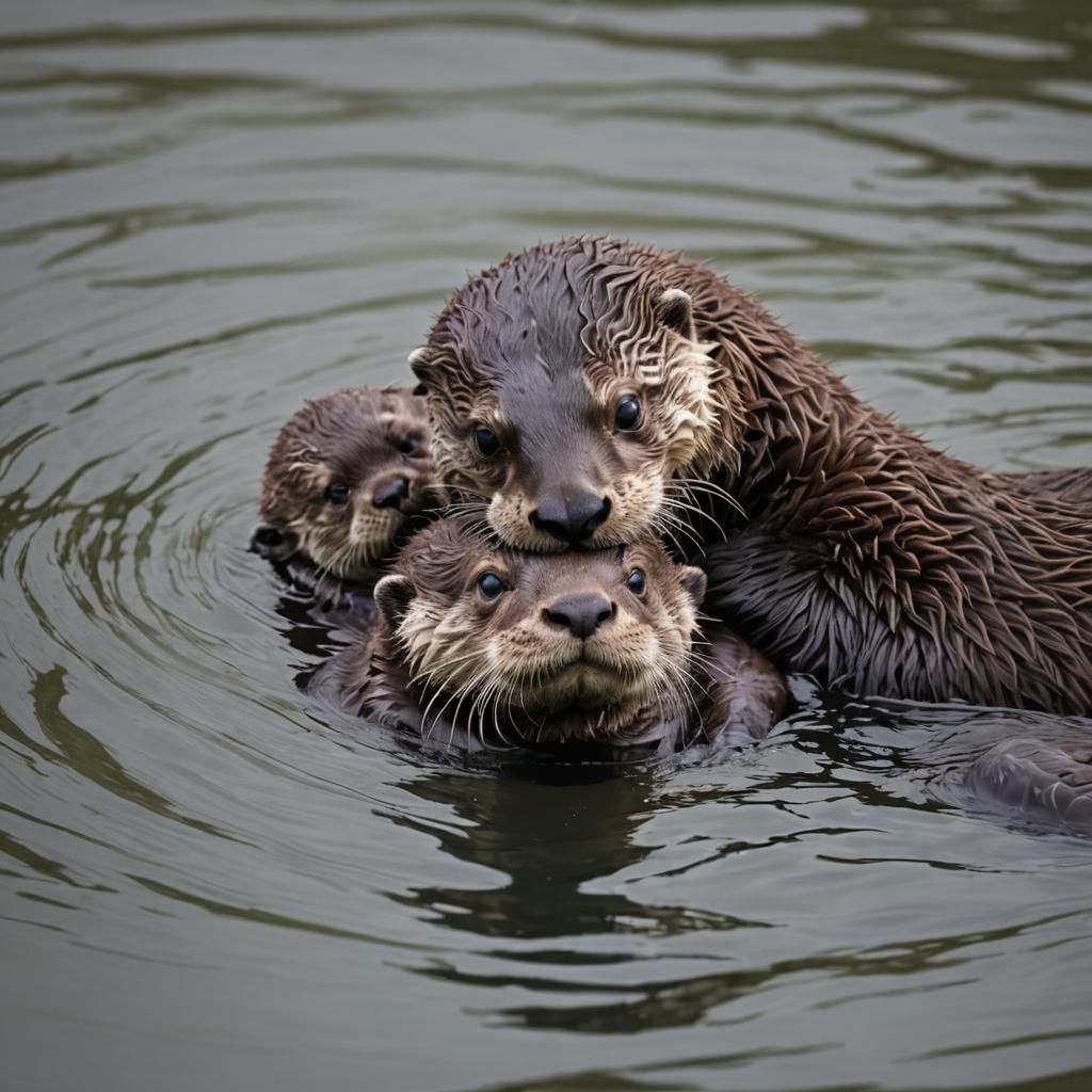 Otter family - AI Generated Artwork - NightCafe Creator
