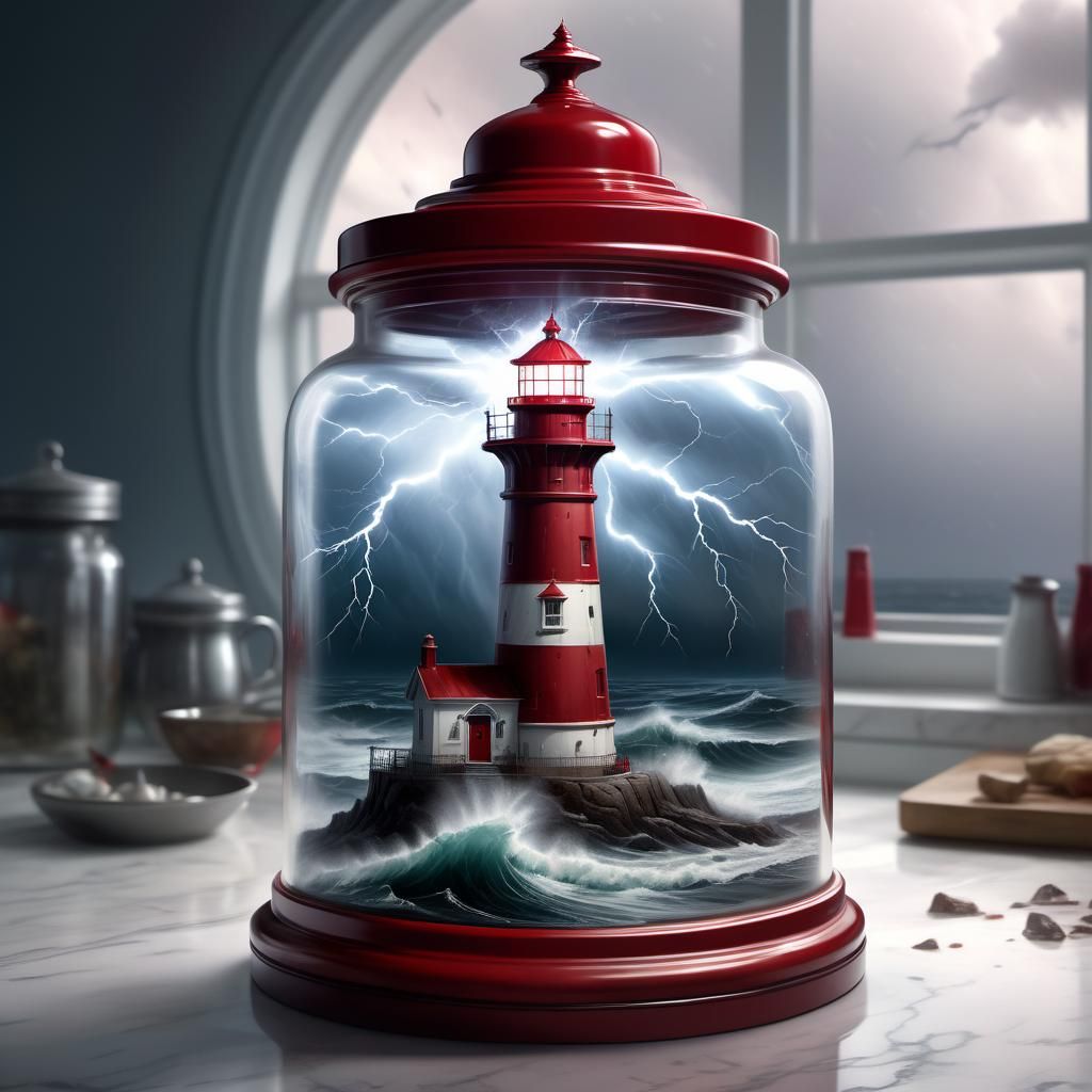 German Lighthouse in a Jar - AI Generated Artwork - NightCafe Creator