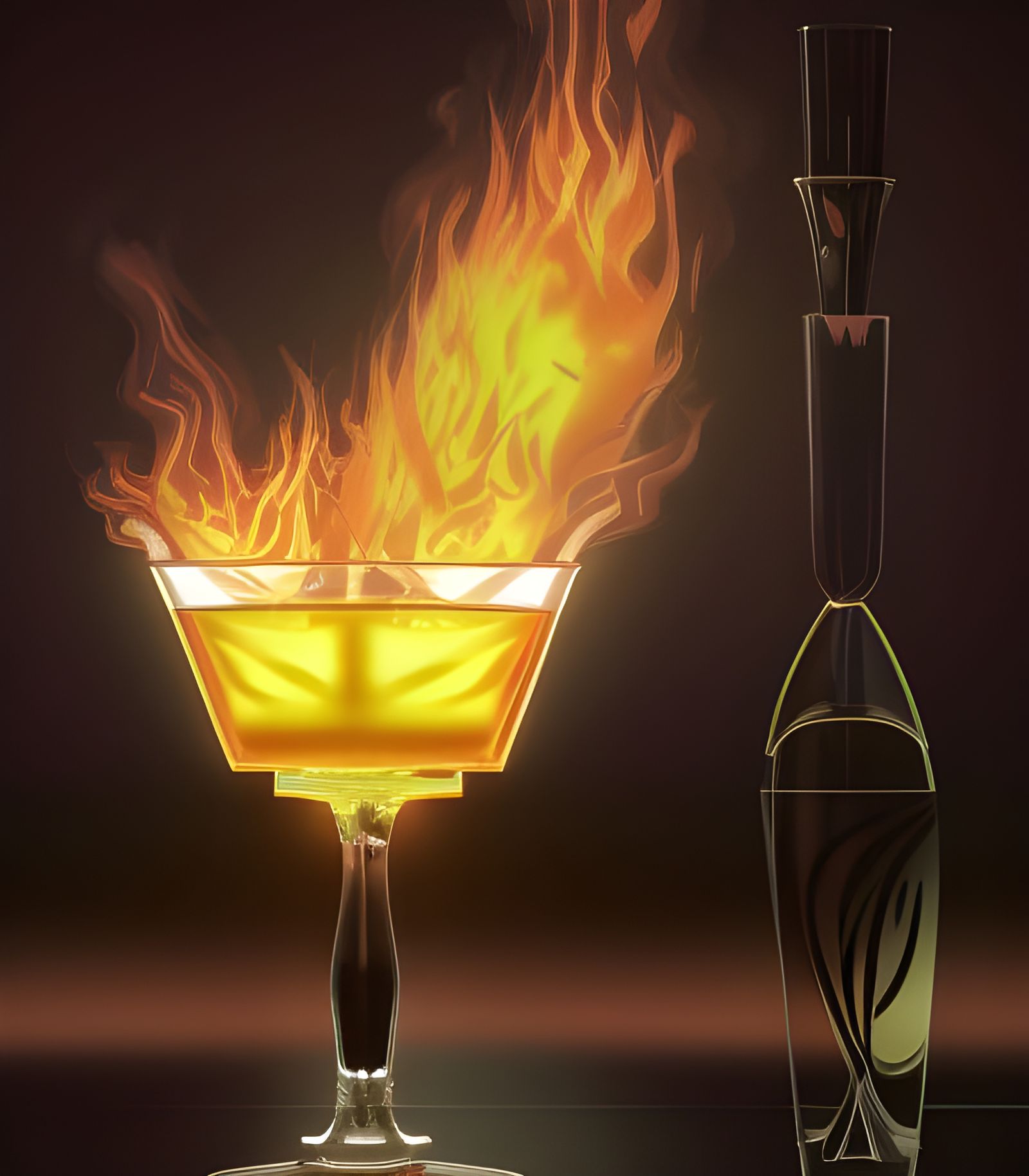 Flaming drink with a refill - AI Generated Artwork - NightCafe Creator