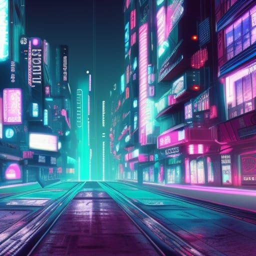 Night in a city - AI Generated Artwork - NightCafe Creator