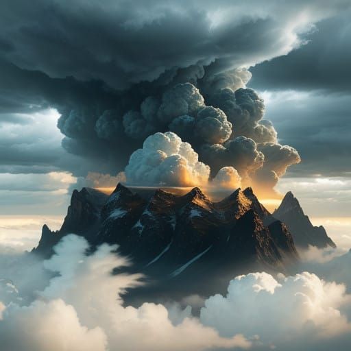 Supercell Structure - Dramatic Storm Cloudscape with Golden ...