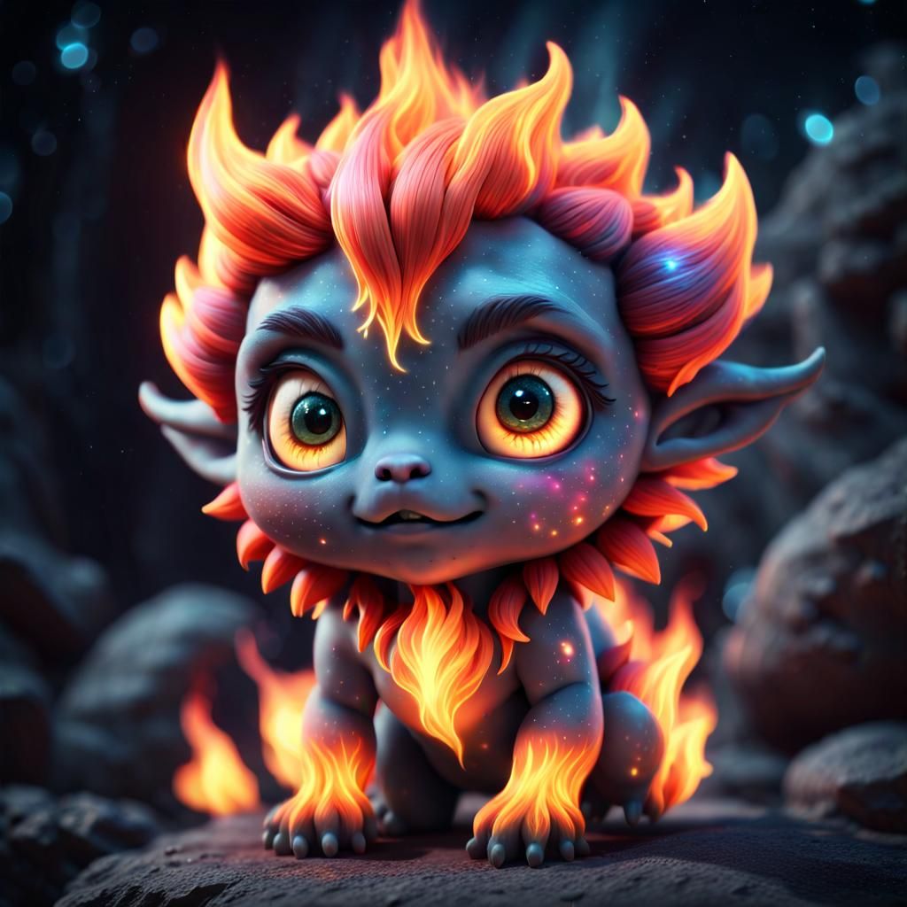 Cute Fire Galaxy Creature - AI Generated Artwork - NightCafe Creator
