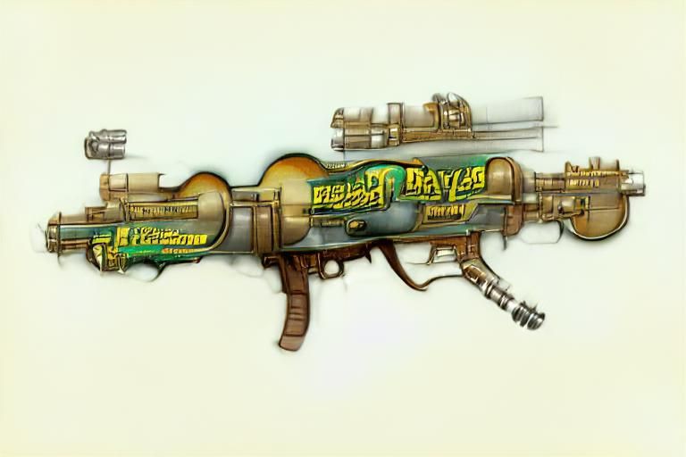 Dieselpunk reggae blaster rifle raygun concept art - AI Generated ...
