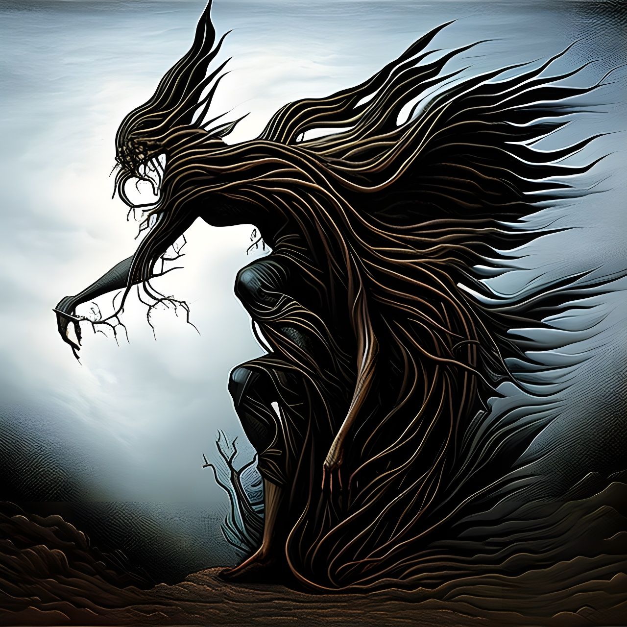 "Personification of Pain, Anxiety, and Anguish" - AI Generated Artwork ...